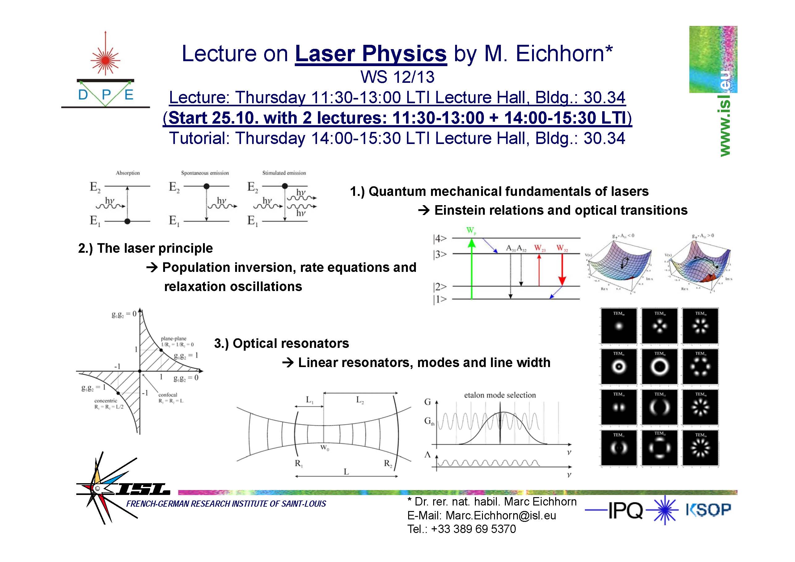 KIT - IPQ - Lectures - Winter Term - LP - LP - Laser Physics